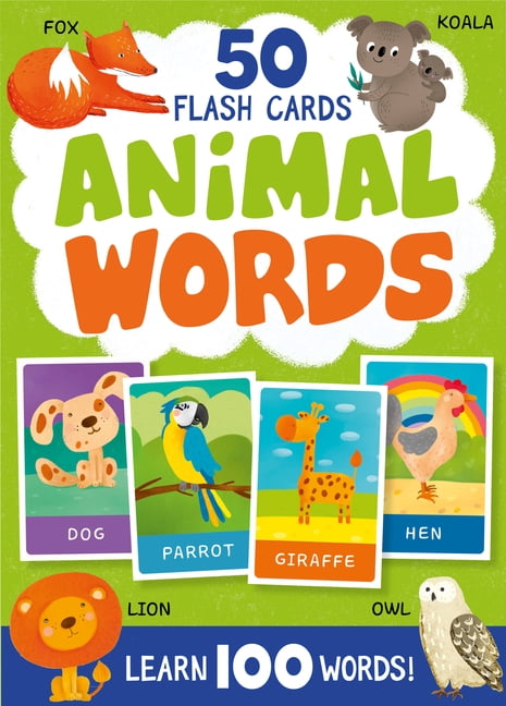 Animal Words. 50 Flash Cards : Learn 100 Words! (Cards) - Walmart.com