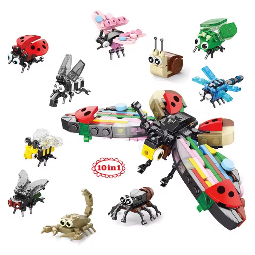 Animal World Insect Fish Bird 10 in 1 Building Block Model Children's ...