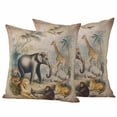 Animal World Outdoor Pillow Covers Set of 2 Elephant Tiger Giraffe ...