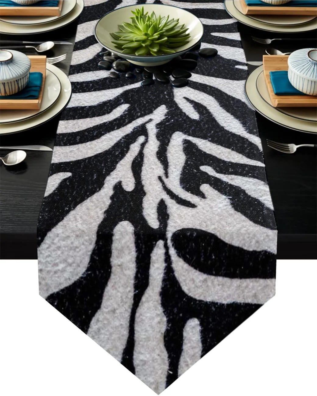 Animal Zebra Fur Texture Pattern Fashion Table Runners Cotton Linen ...
