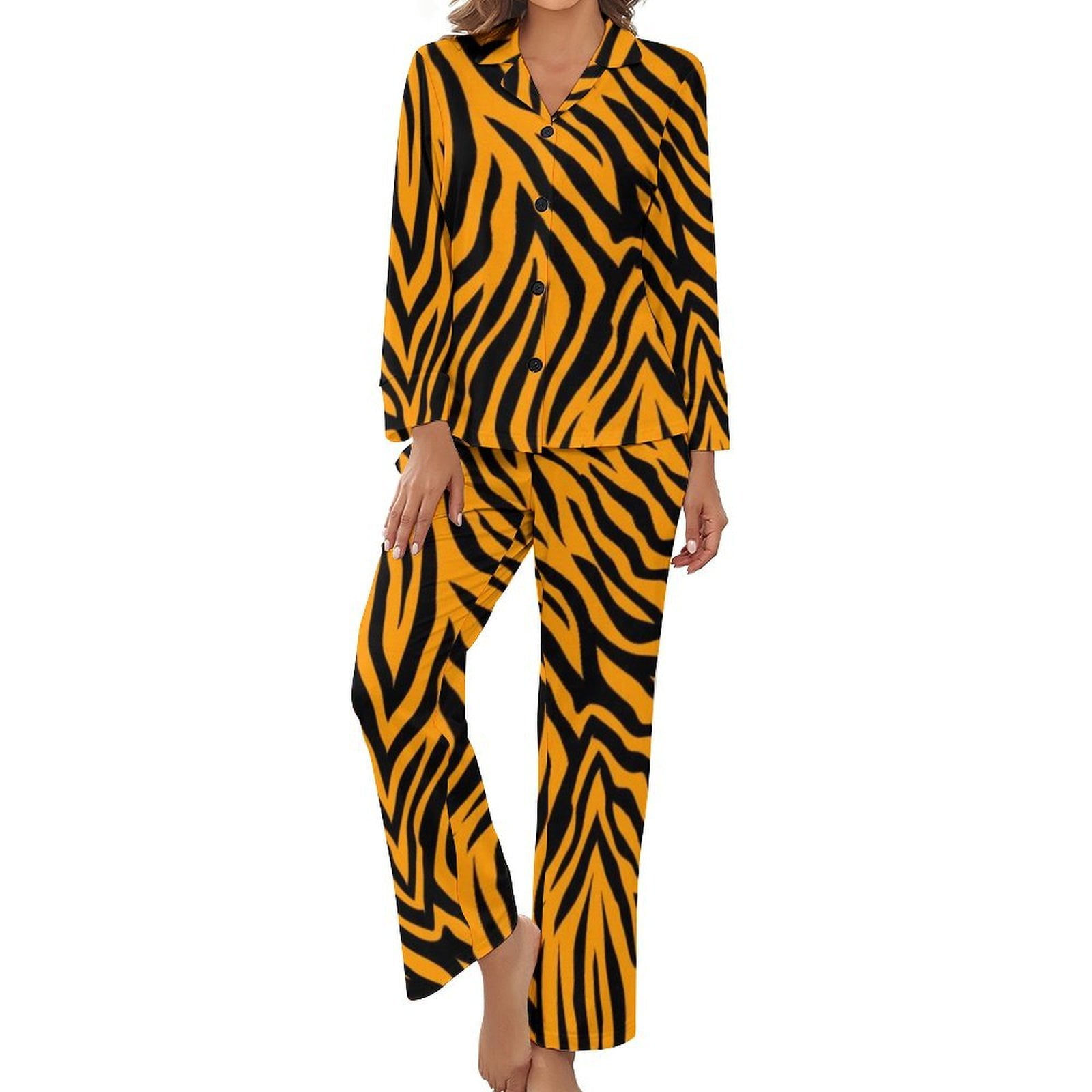 Animal Zebra Print Pajamas Woman Vintage Pajamas Set 2 Piece Long ...