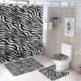 Animal Zebra Print Shower Curtain Set Modern Bathroom Decor Mats 4pcs ...