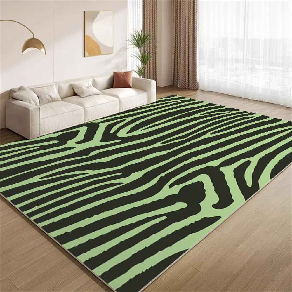 Animal Zebra Skin Area Rugs Vintage Black Green Stripes Rugs Soft ...