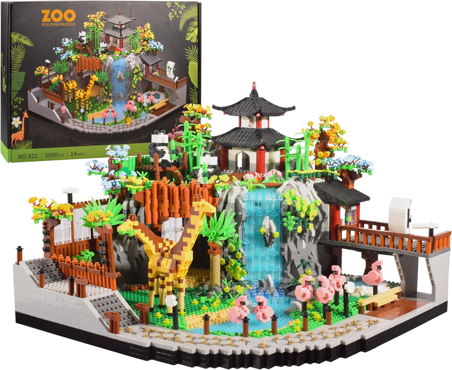 Animal Zoo Micro Mini Building Blocks Model Set with Giraffe Panda ...