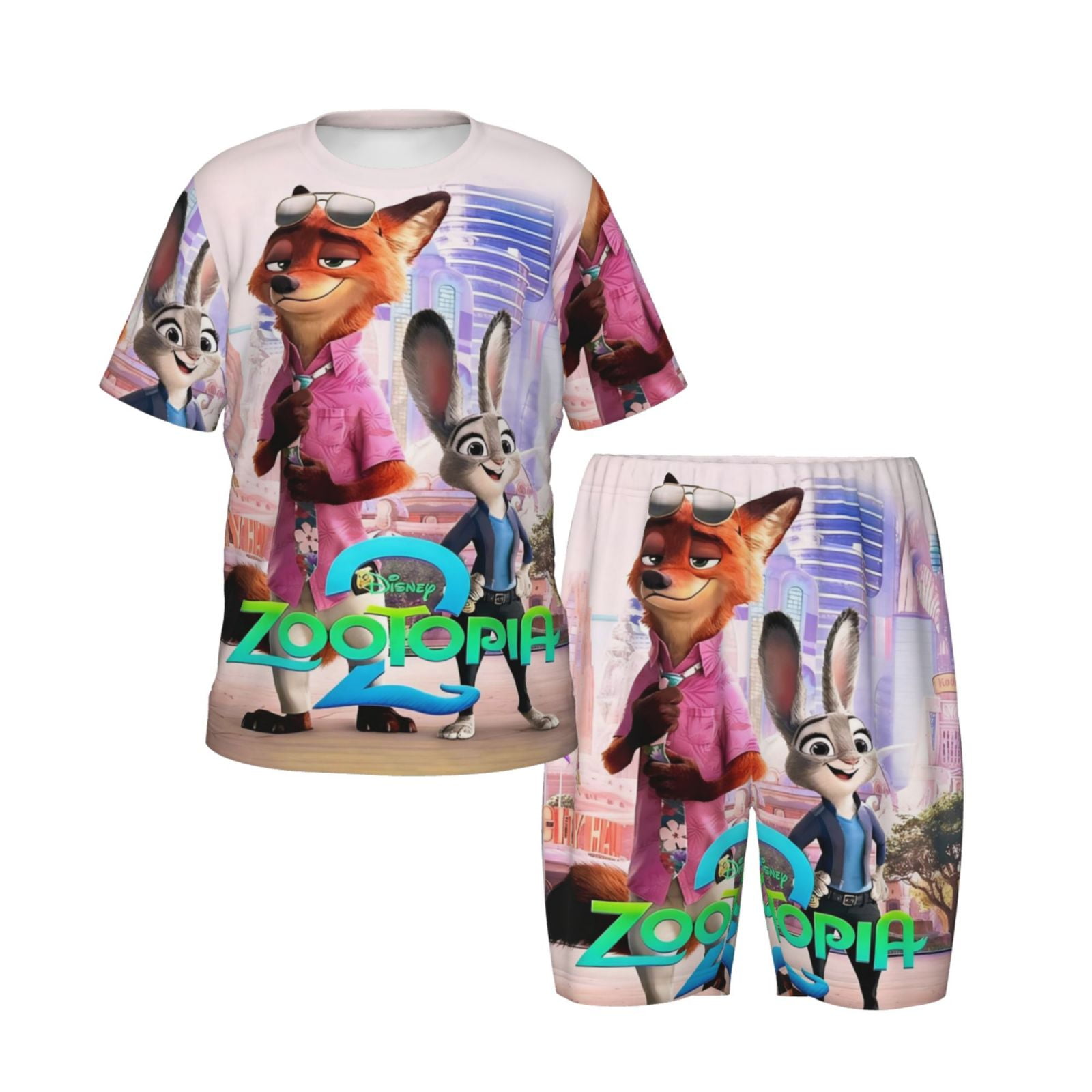 Animal Zoo_Top,i 2-Piece Cozy Pajamas Short Sleeve Cool Summer Short ...