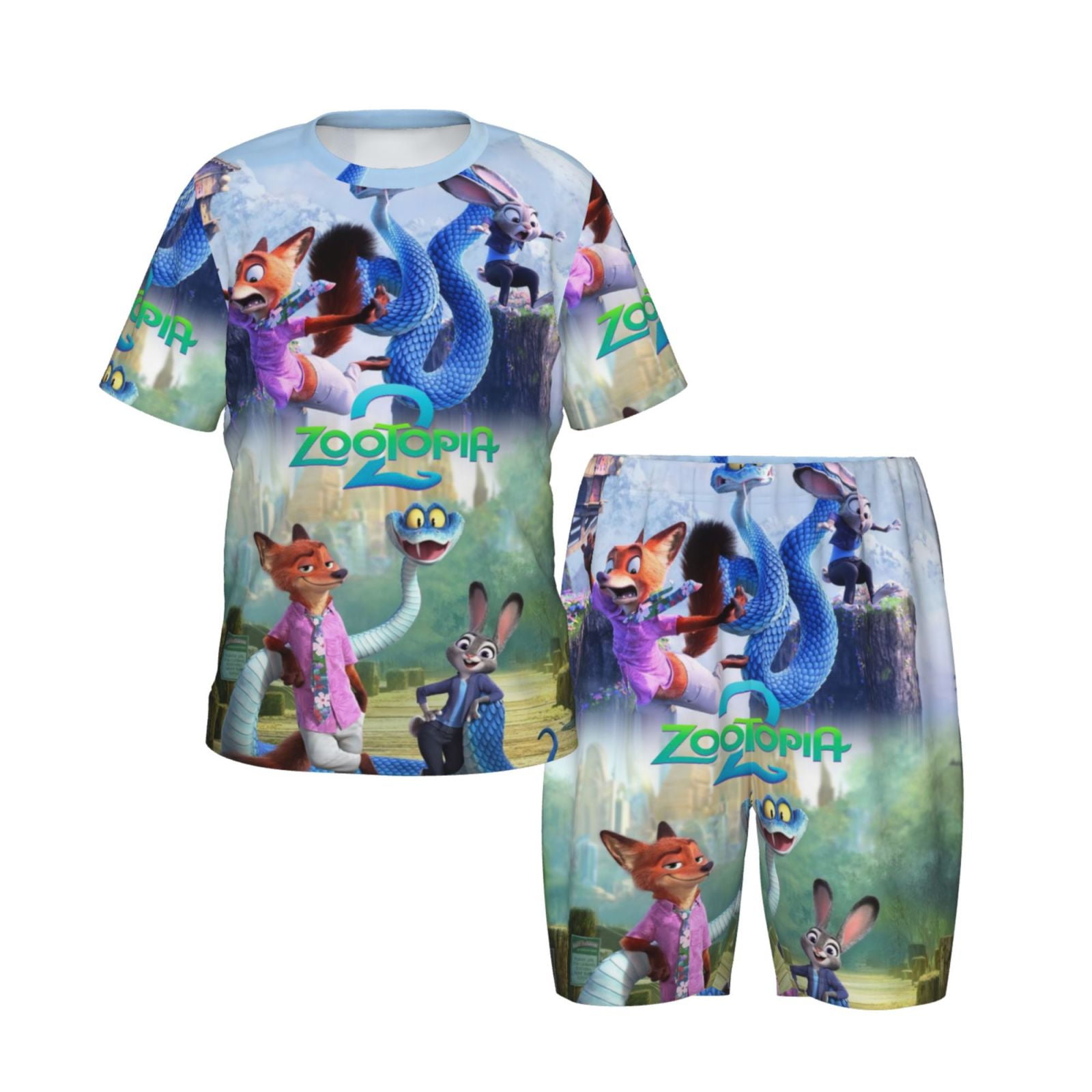 Animal Zoo_Top,i 2-Piece Cozy Pajamas Short Sleeve Cool Summer Short ...