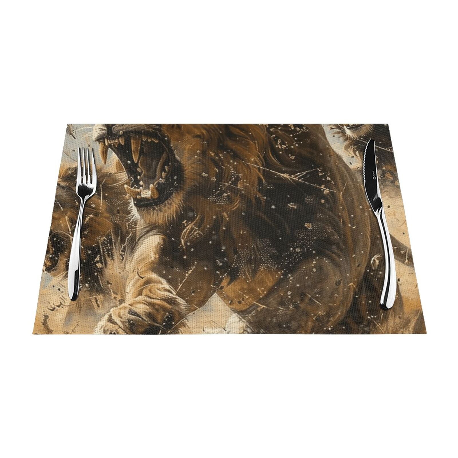 Animal art mat, heat-resistant dining table mat, washable PVC table mat ...