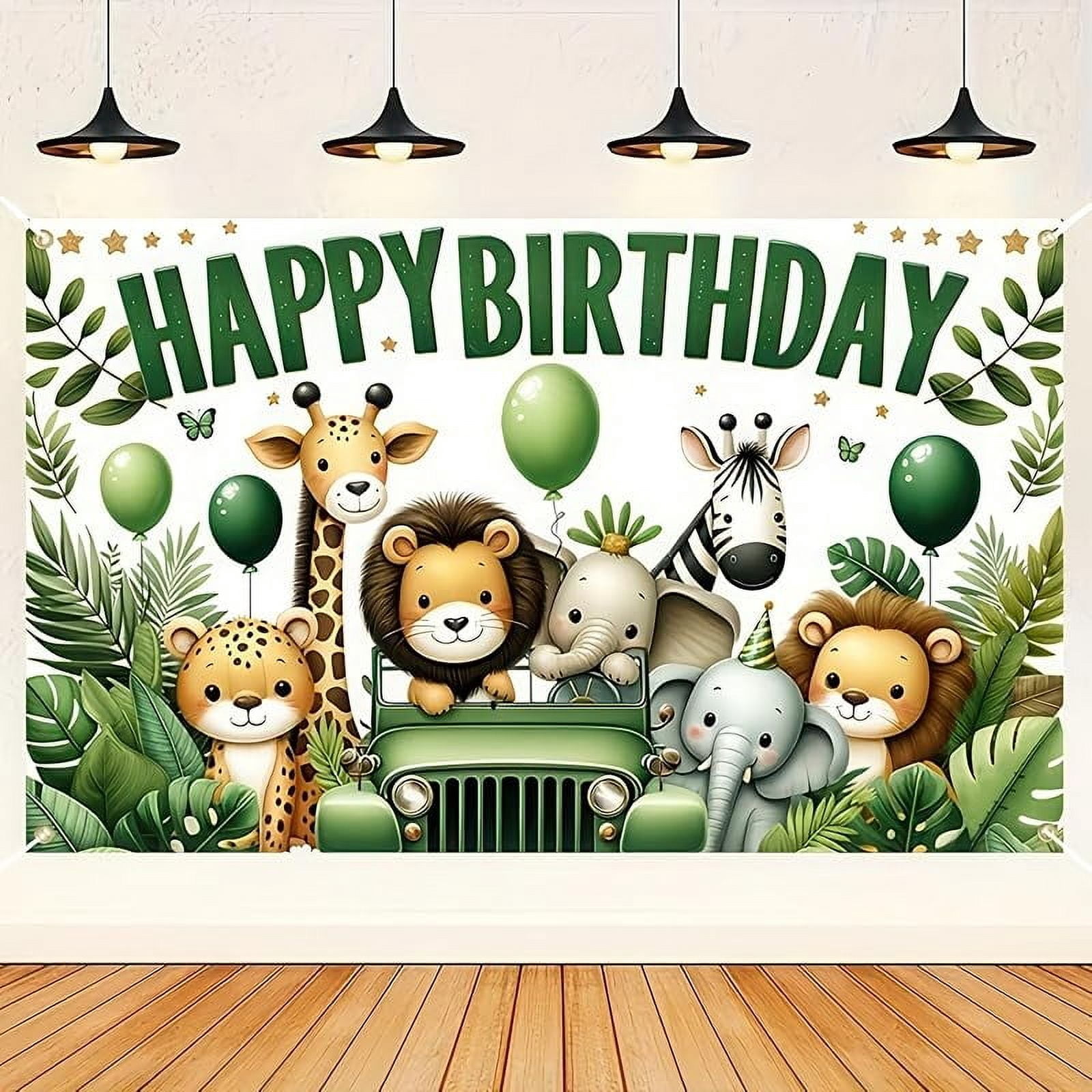 Animal birthday party decorations Jungle Animal Birthday Banner - 71 x ...