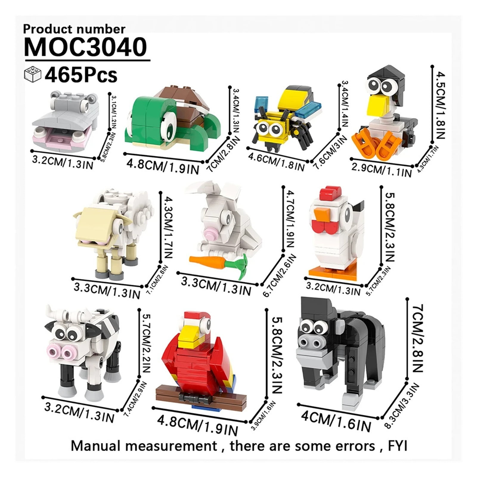 Animal bricks, deer, cat, dog, red panda bricks, farm-compatible ...