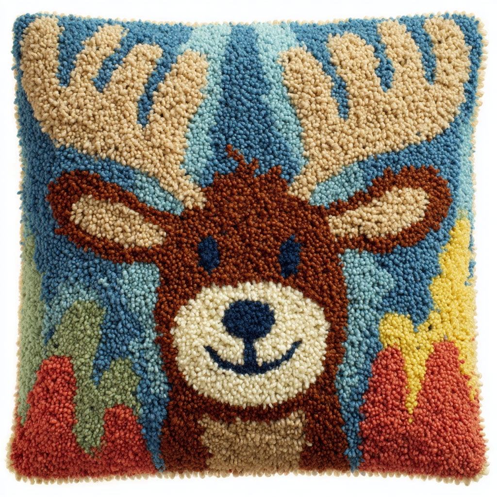Animal deer DIY Latch Hook Pillowcase Cross Stitch Latch Hook kit Throw ...