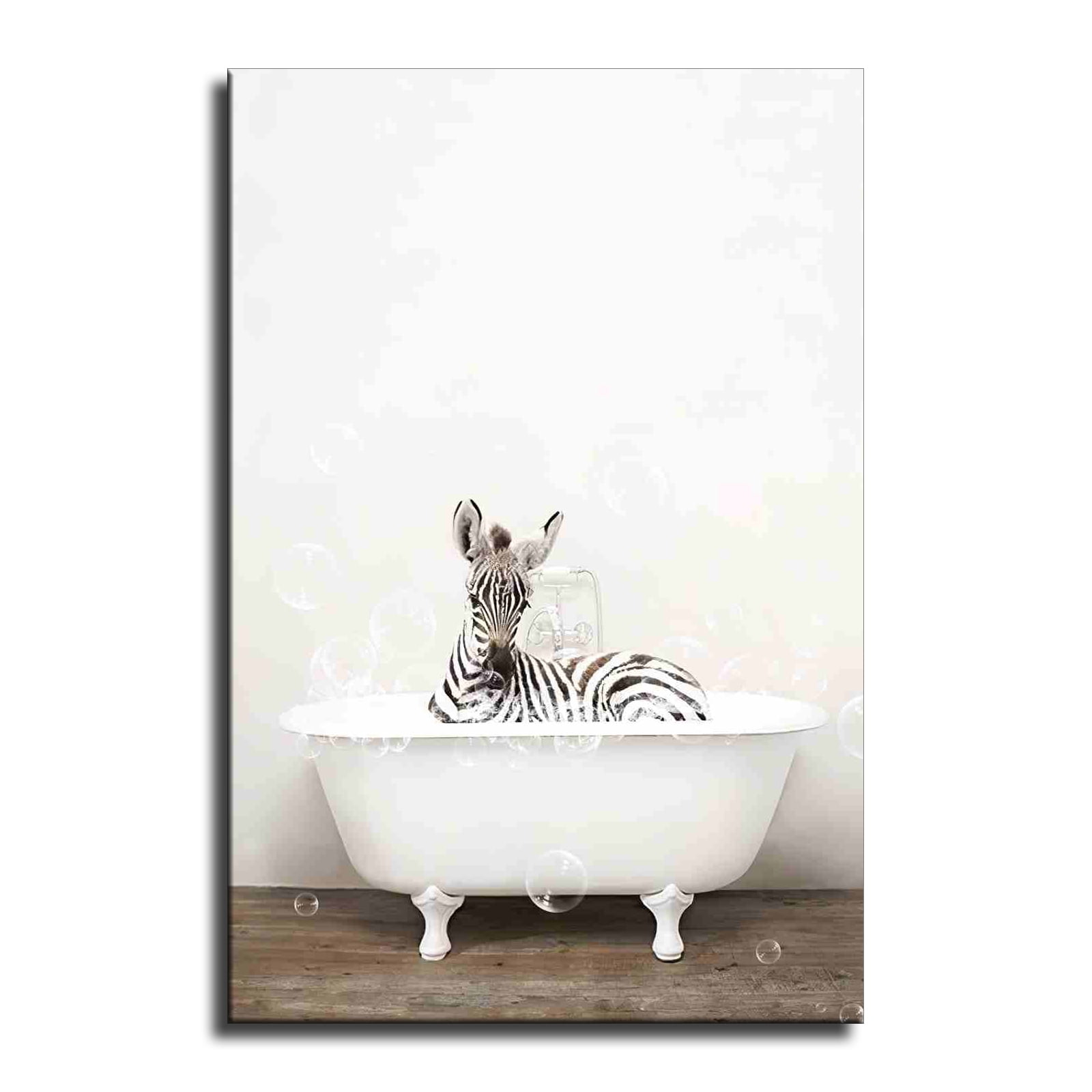 Animal in Bathtub Wall Art Funny Animal Bathroom Canvas Wall Art Animal ...