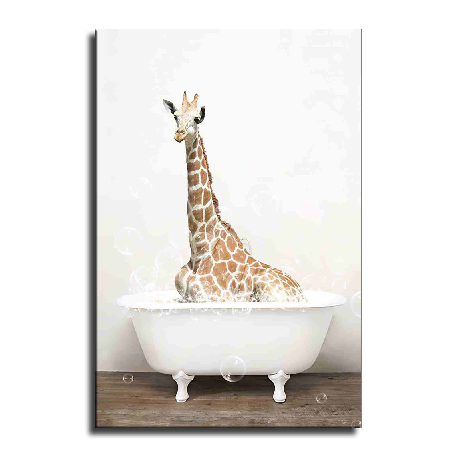 Animal in Bathtub Wall Art Print Poster, Funny Bathroom Canvas Wall Art ...