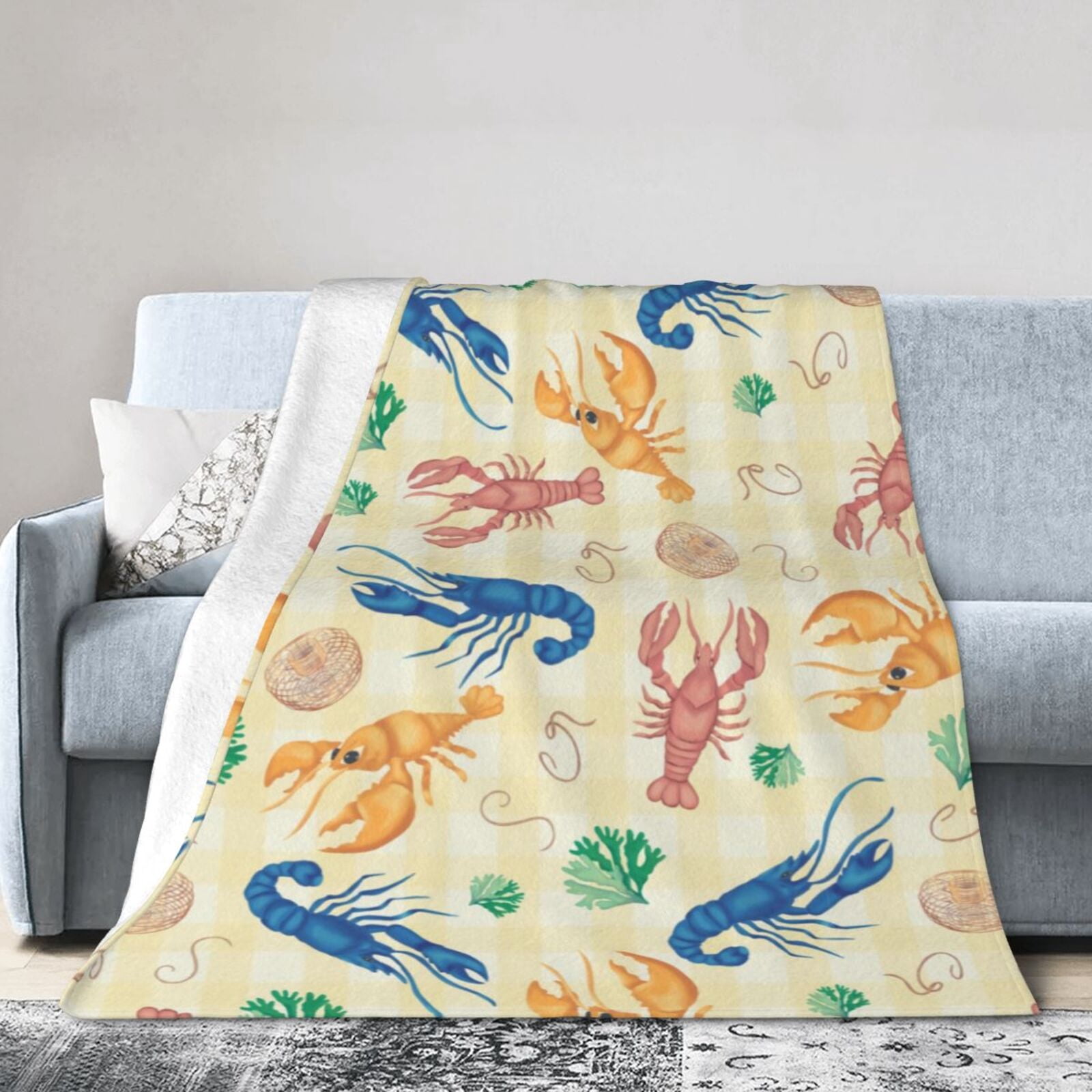 Animal of Crayfish Pattern Micro Fleece Air Conditioning Blanket Warm ...