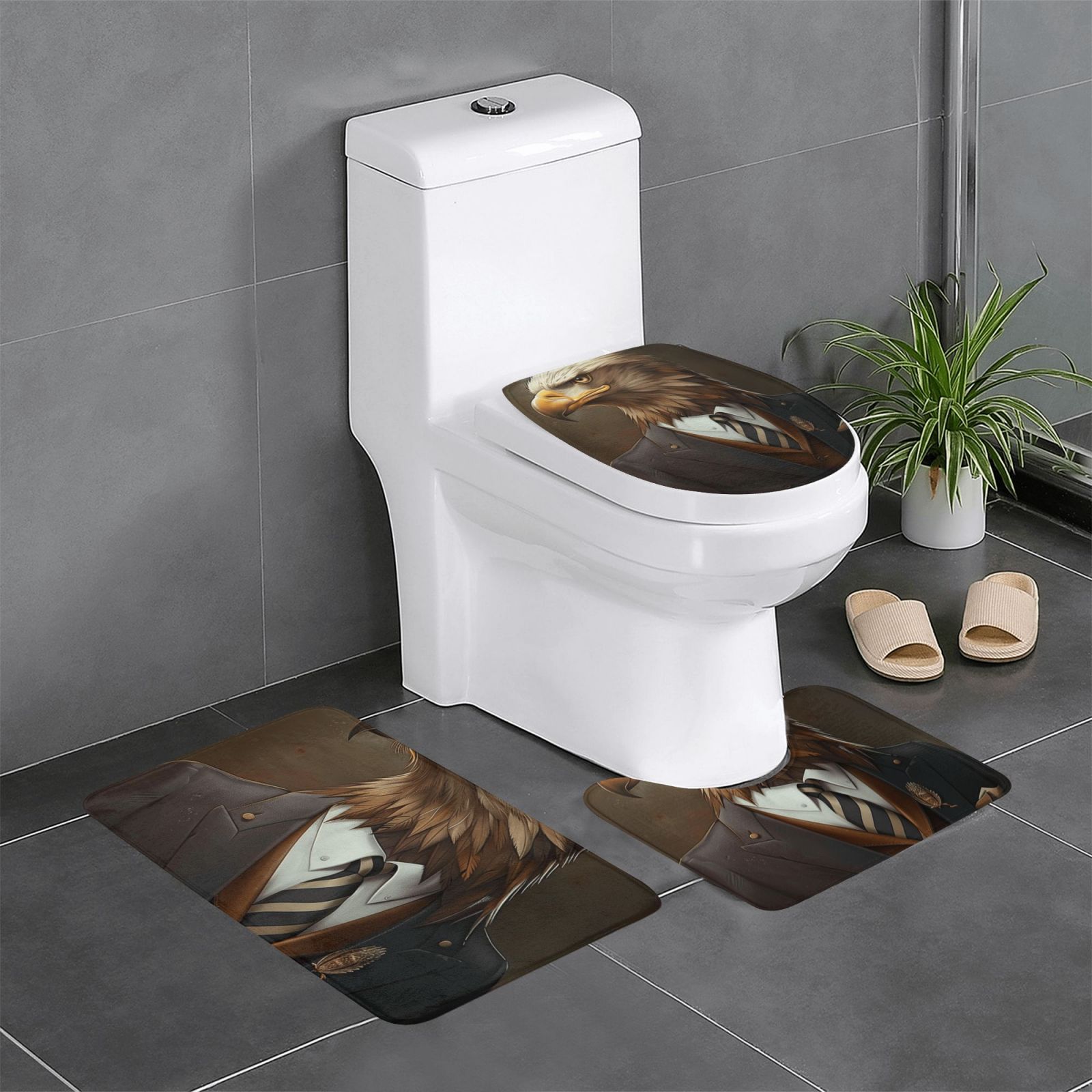 Animal personification Memory Foam bathroom rug, bathroom mat 3 sets ...