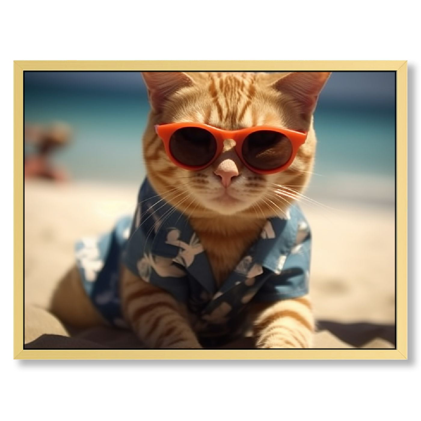 AnimalFunny Beach Casual Sunglasses Cat Original Design Canvas Wall Art ...
