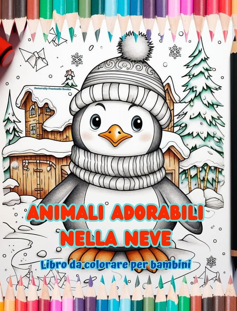 Animali adorabili nella neve - Libro da colorare per bambini - Scene ...