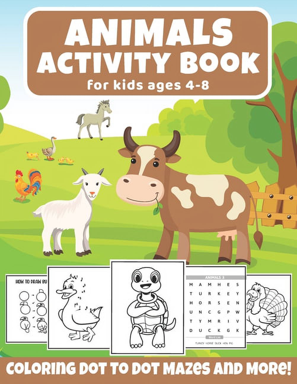Animals Activity Book For Kids Ages 4-8: A Fun Kid Workbook Game For ...
