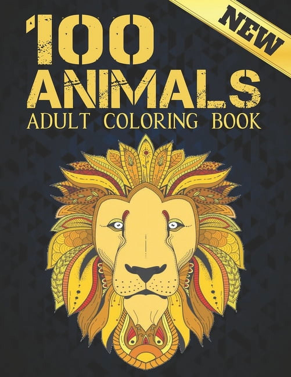 Animals Adult Coloring Book : Stress Relieving 100 One Sided Animal ...