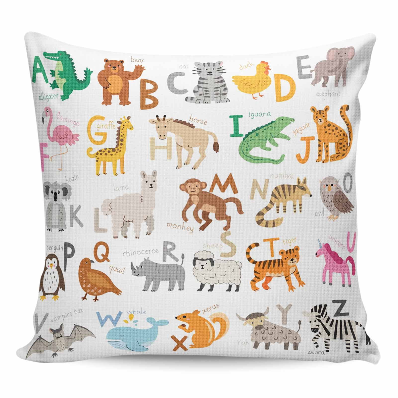 Animals Alphabetes Pillow Covers 24x24 Inch Decorative Throw Pillow ...