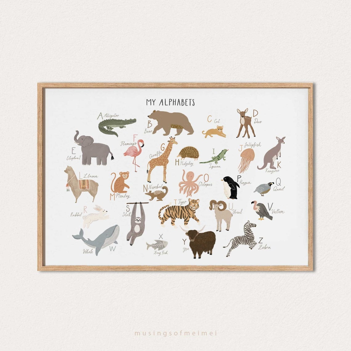 Animals Alphabets Poster, Rainbow Kids Room Decor, Abc Poster ...