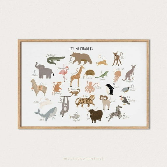 Animals Alphabetsrainbow Room Decor Abc Homeschool Preschool Poster ...