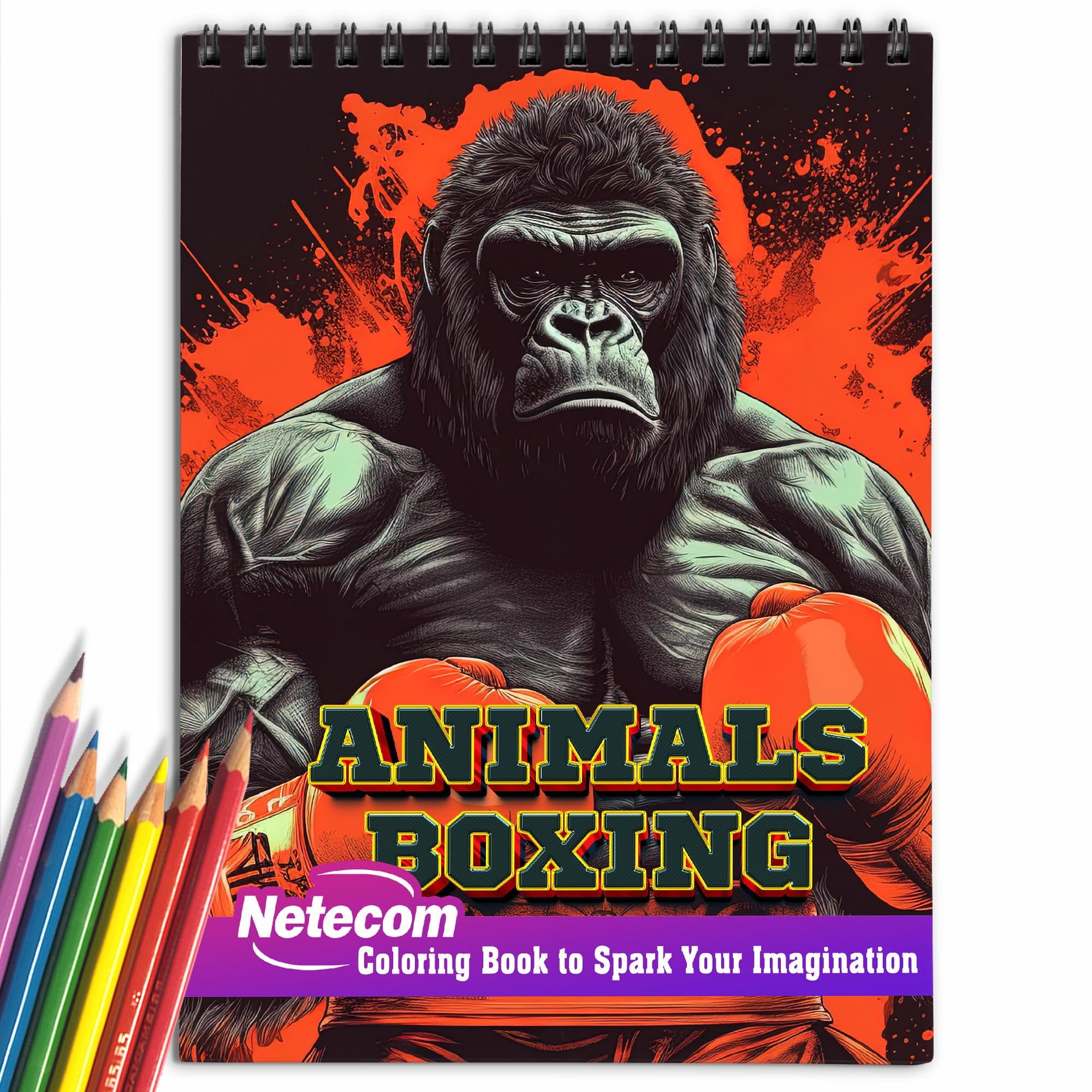 Animals Boxing Spiral Bound Coloring Book, Discover 30 Mighty Coloring ...