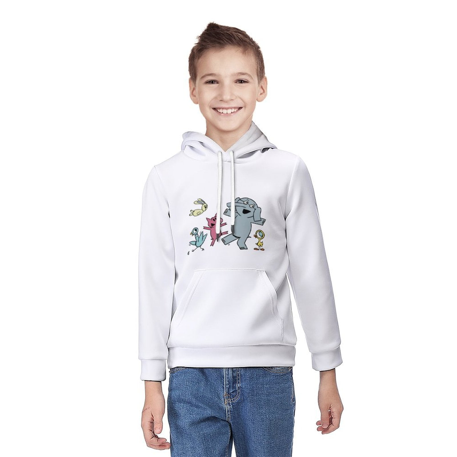 Animals Cartoon Elep-hant And Piggie Unisex Children's Hoodie For Kids Boys Girls Youth Pullover ...