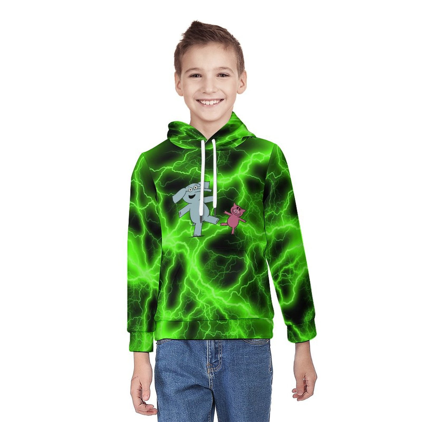 Animals Cartoon Elep-hant And Piggie Unisex Children's Hoodie For Kids ...