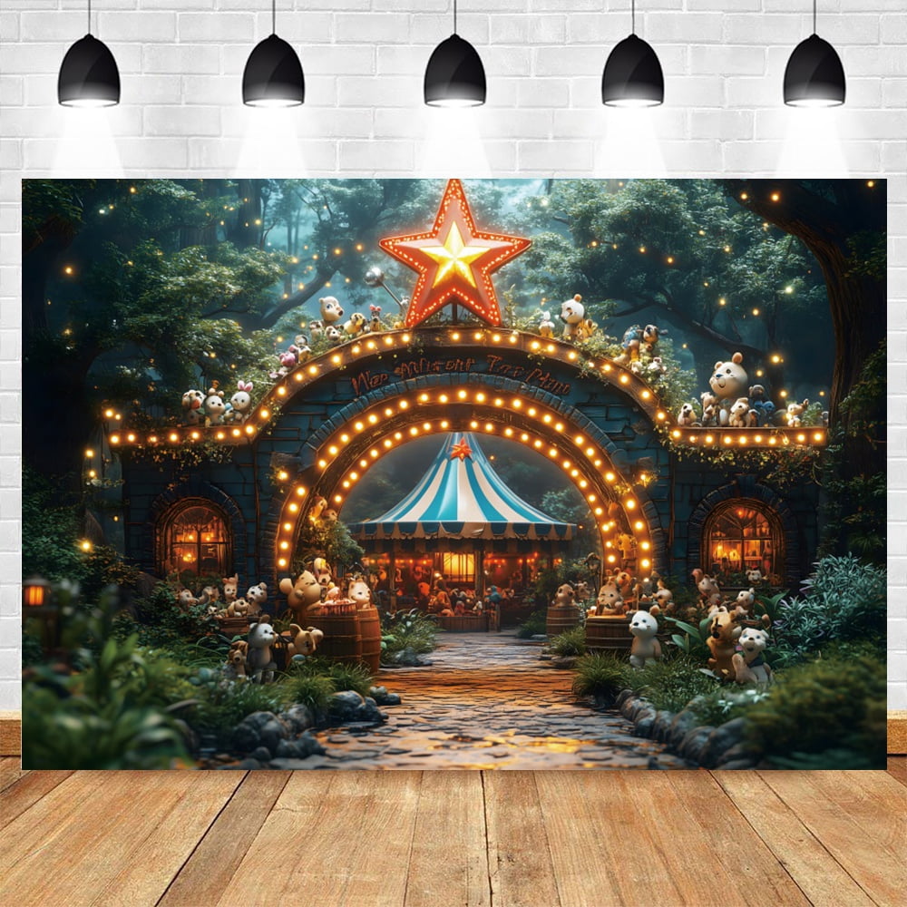 Animals Circus Backdrop Red Tt Tropical Forest Baby Shower Kids ...