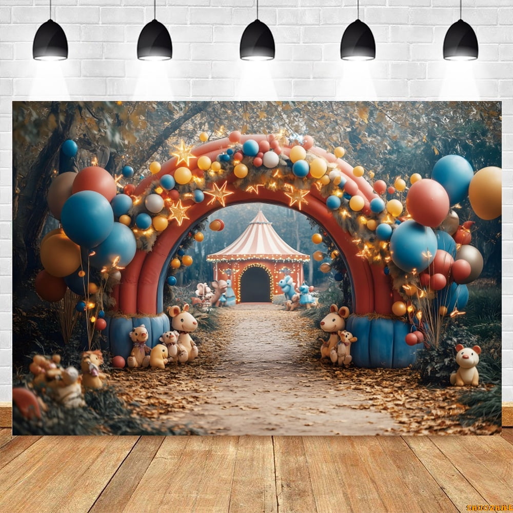 Animals Circus Backdrop Red Tt Tropical Forest Baby Shower Kids ...