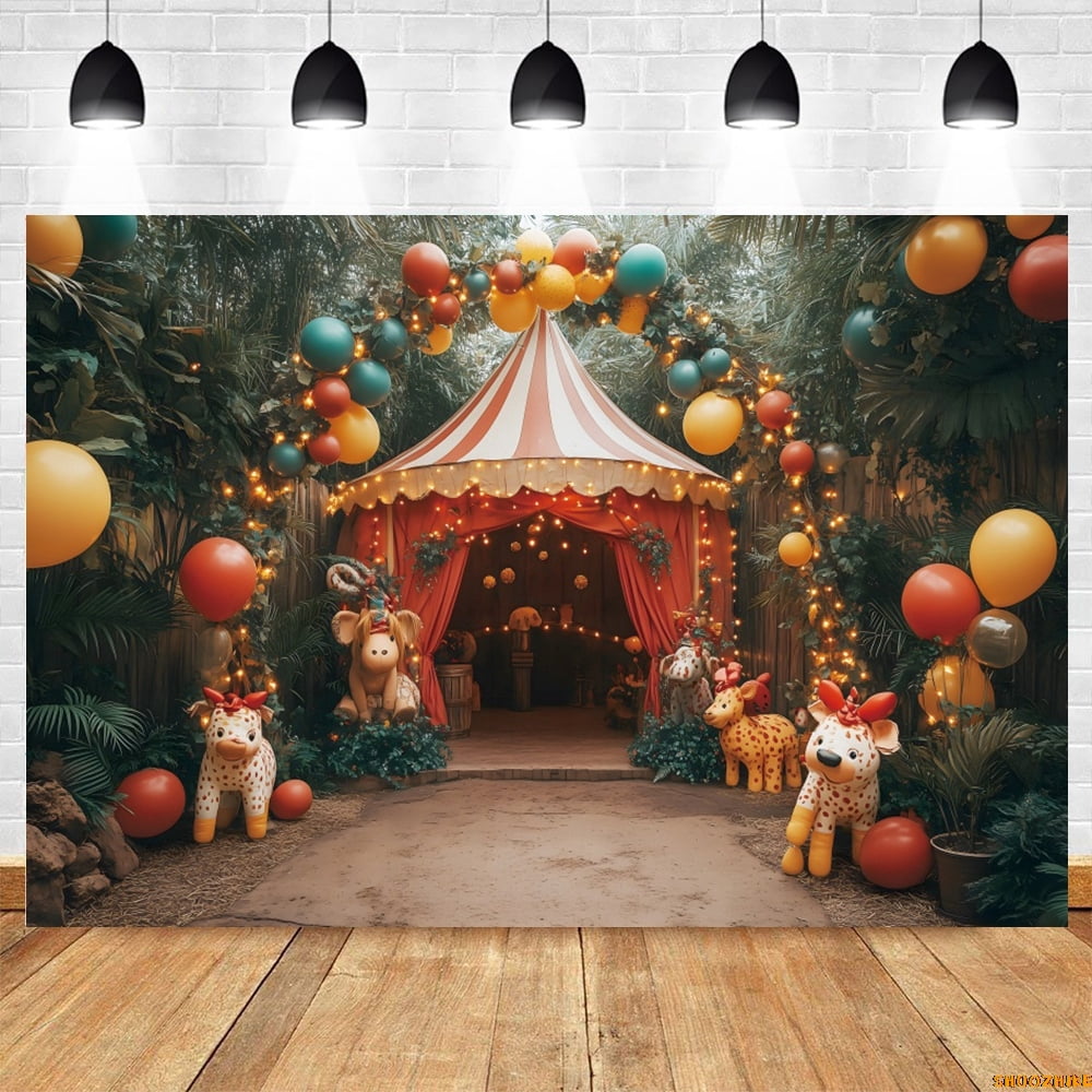 Animals Circus Backdrop Red Tt Tropical Forest Baby Shower Kids ...