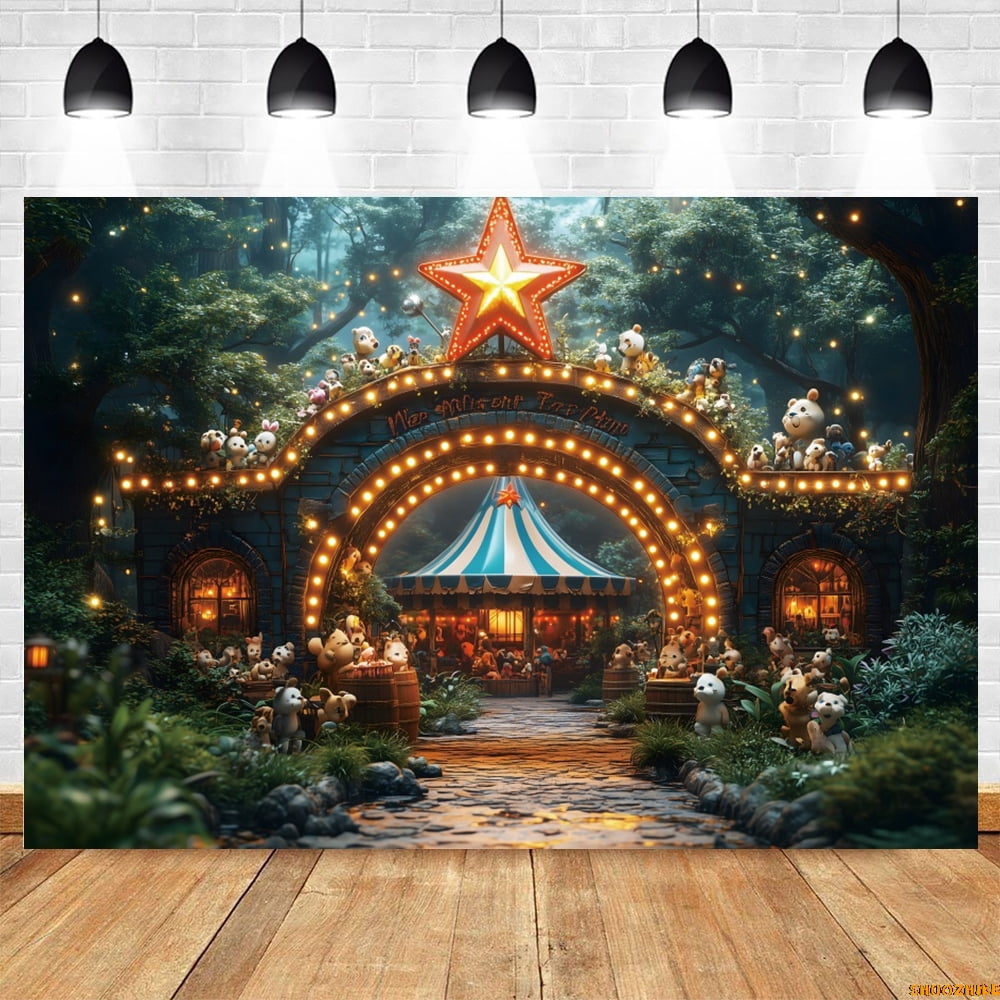 Animals Circus Backdrop Red Tt Tropical Forest Baby Shower Kids ...