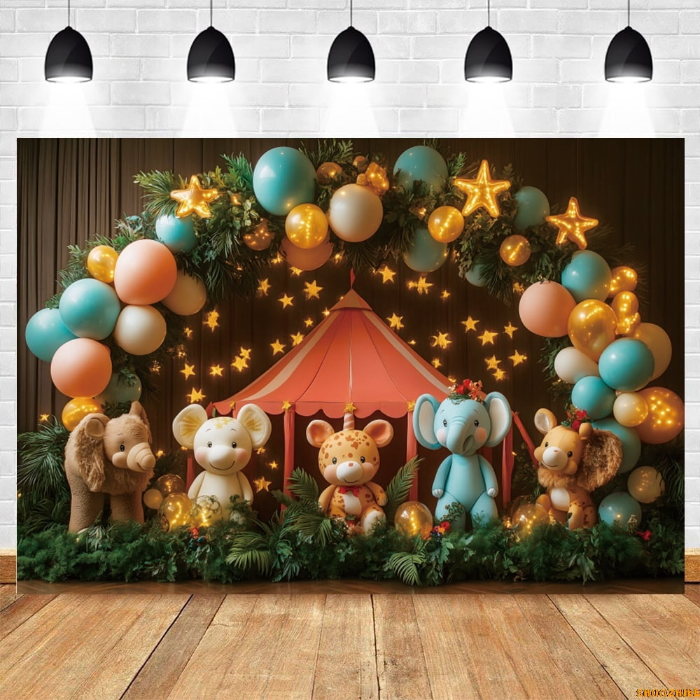 Animals Circus Backdrop Red Tt Tropical Forest Baby Shower Kids ...