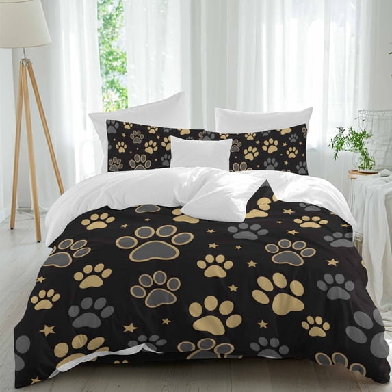 Animals Claws Pattern Duvet Cover Set Queen Size, Gray Cats Dog Animal ...