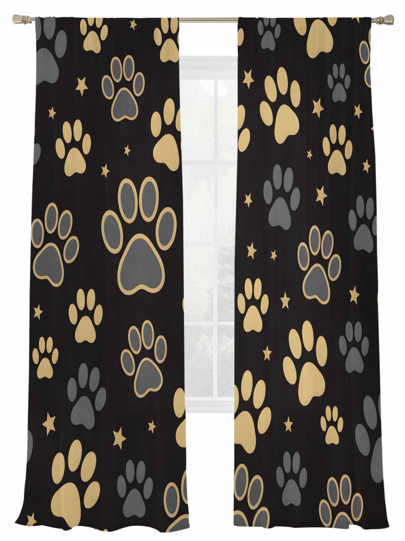 Animals Claws Pattern Sheer Curtains for Living Room Bedroom, Gray Cats ...