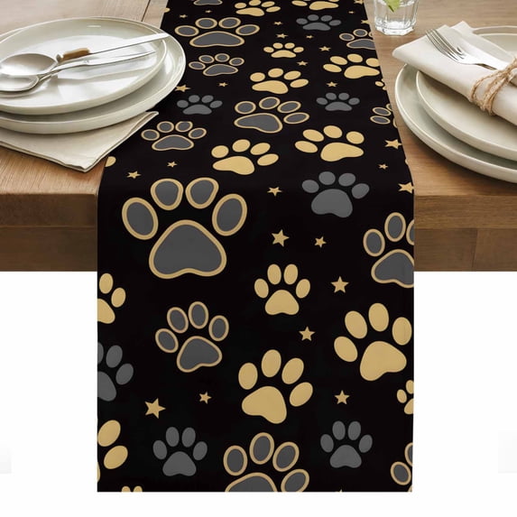 Animals Claws Pattern Table Runner 16 x 72 Inch, Gray Cats Dog Animal ...