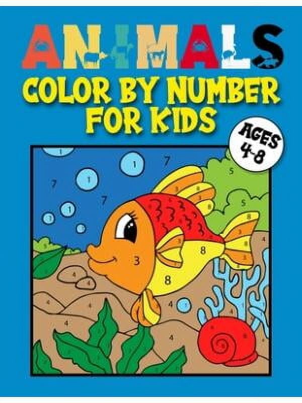 Animals Color by Number for Kids Ages 4-8 : Dinosaur, Chicken, cow ...