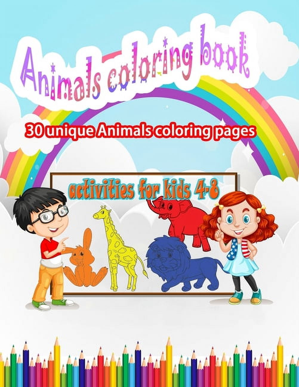 Animals Coloring Book, Activities for Kids 4-8: 30 unique animals ...