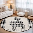 Animals Cow Pig Chicken Black Buffalo Plaid Round Rug 5ft Sweet Farm ...