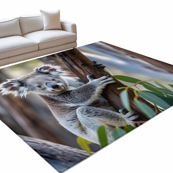 Animals Cute Koala 2.7x5ft Non Slip Area Rug Brown Tree Green Leaf ...
