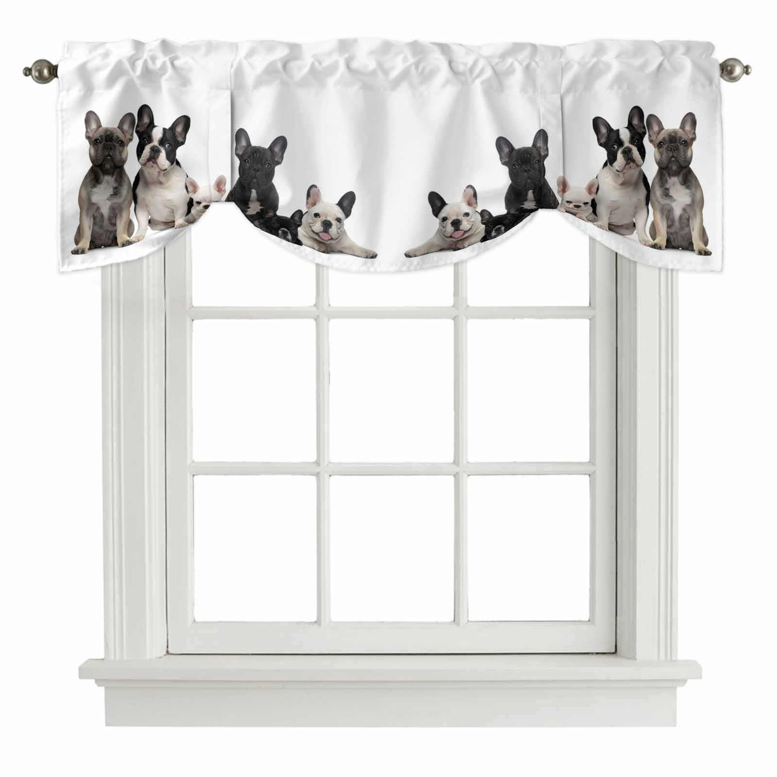 Animals Dogs Tie Up Valance Curtains Cute Bullfight Black Dag Lovely ...