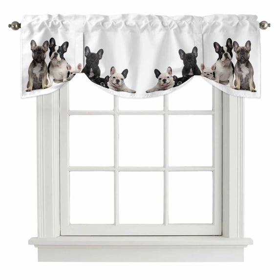 Animals Dogs Tie Up Valance Curtains Cute Bullfight Black Dag Lovely ...