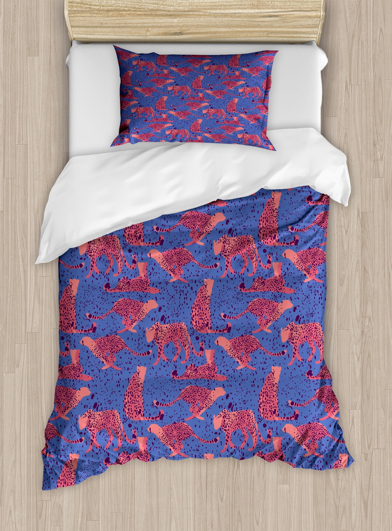 Animals Duvet Cover Set, African Theme Cheetahs Pattern Leopard Motifs ...