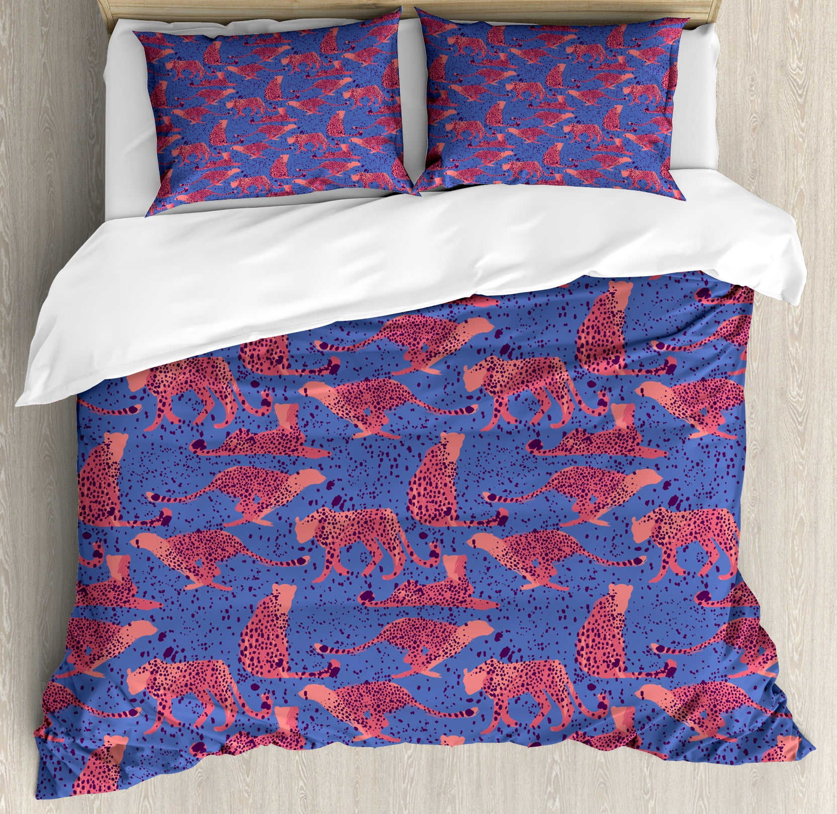 Animals Duvet Cover Set, African Theme Cheetahs Pattern Leopard Motifs ...
