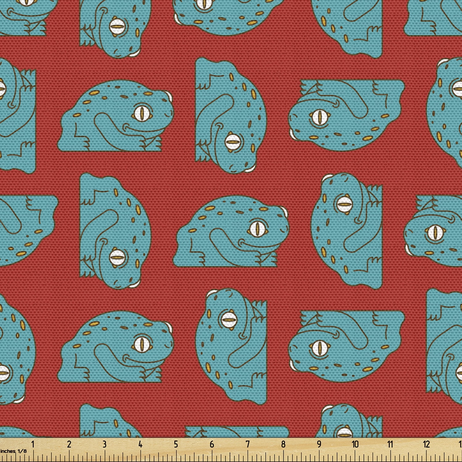 Ambesonne Animals Fabric by the Yard Upholstery, Yellow Dotted Frogs ...