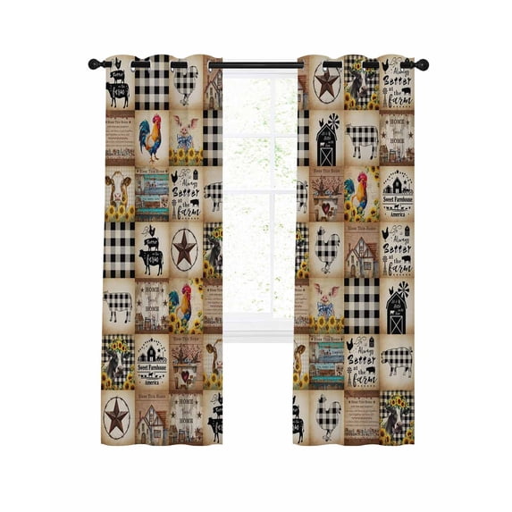 Animals Farmhouse Blackout Curtains 84 Inches Long for Bedroom, Vintage ...