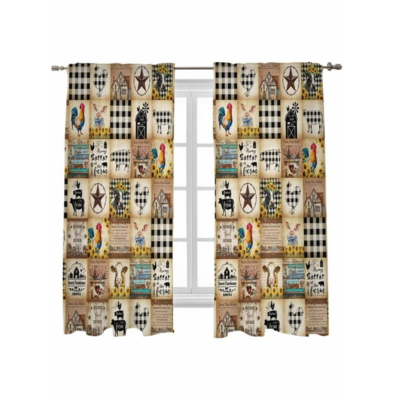 Animals Farmhouse Curtains 72 Inch Length,Sheer Curtains for Bedroom ...