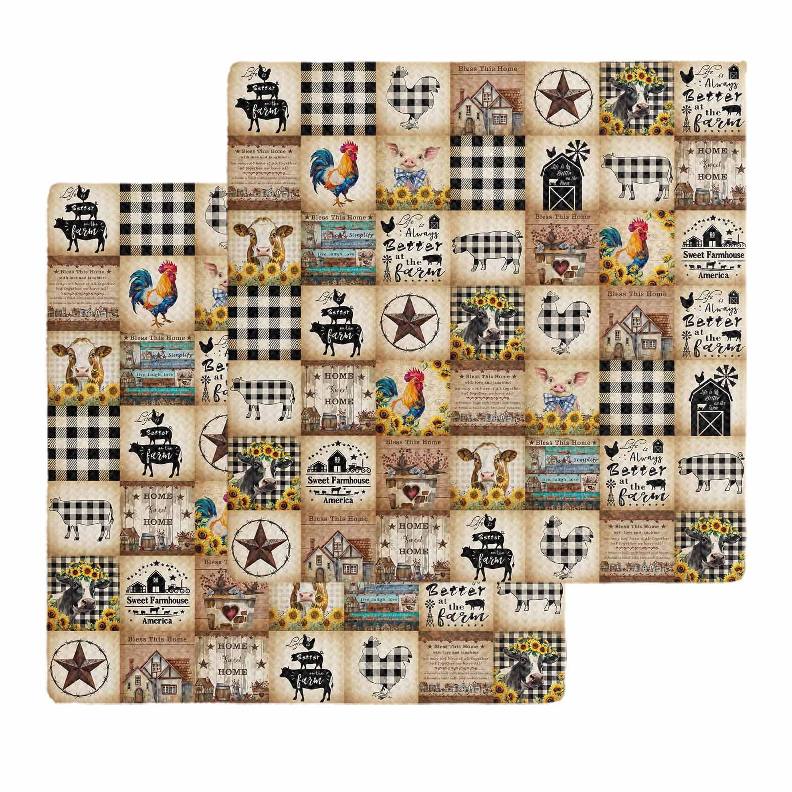 Animals Farmhouse Dish Towels Set, Waffle Weave Kitchen Towels 2 Pieces ...