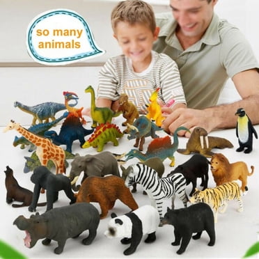 Playkidz Safari Animals Figures, Plastic Animals, Realistic Wild Vinyl ...