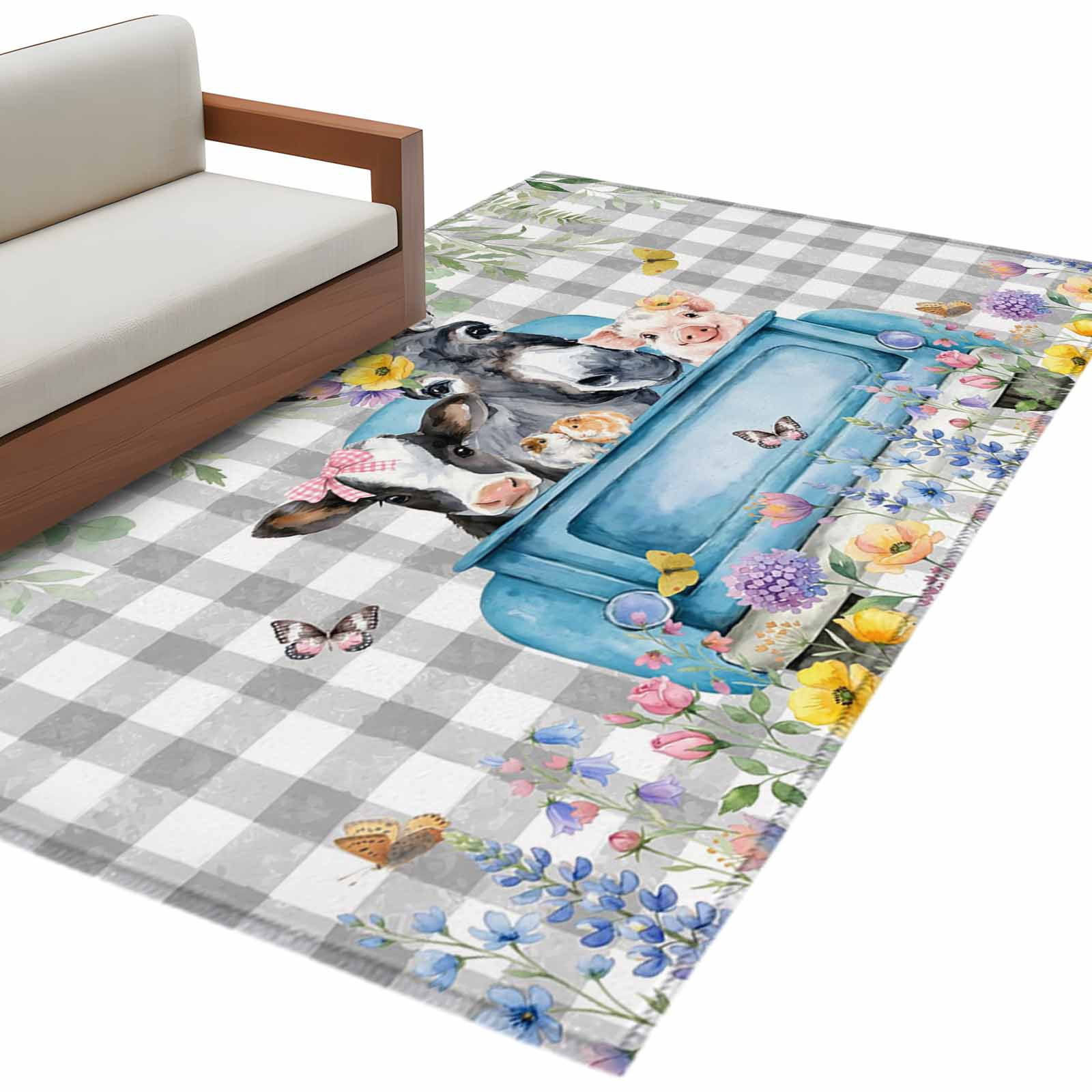 Animals Flowers Area Rugs Collection 2.7'x5', Weeping Spring Floral ...